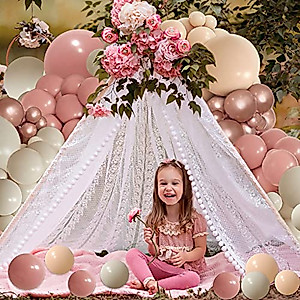 PERPAOL 154pcs Dusty Rose Pink Blush Balloons Garland Arch Kit Boho Nude Cream Peach Retro Pink for Bridal Shower Garden Tea Party Birthday Wedding Decorations