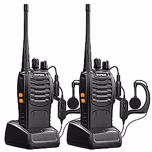 Baofeng Long Range Walkie Talkies Two Way Radios with Earpiece 2 Pack UHF Handheld Rechargeable BF-888s Interphone for Adults or Kids Hiking Biking Camping Li-ion Battery and Charger Included