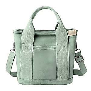 Canvas Tote Bag for Women Stylish Crossboy Handbag Casual Hobo Bag Top Handle Satchel with Multiple Pockets (A-Green)