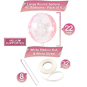 KatchOn, Huge 22 Inch Pink Snowflake Balloons - Pack of 6 | Mylar Snowflake Balloon, Pink Snowflake Decorations | Winter Onederland 1st Birthday Girl Decorations | Baby Shower, Christmas Decorations