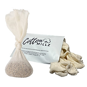 Hops and Grain Muslin Steeping Bag - Cotton Mills Beer Brewing Bags 28” (10 Count) - Microbrew, Homebrew Filtering Accessories - Boiling Bags For Tea, Cooking, Nut Milk, Soups - Hop and Grains Socks