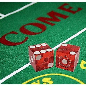 Cyber-Deals Authentic Nevada Casino Table-Played 19mm Matching Serial Numbers Craps Dice (Sets 2, 3, 4 or 5) with Black Velvet Pouch (Set of 2 (Dice Pair), Caesar's Palace (Red Polished))