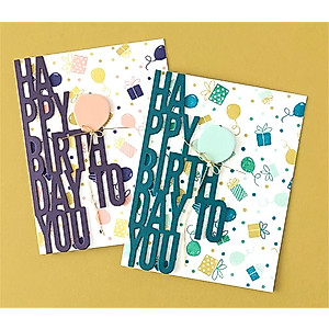 Mvchifay Cutting Dies Metal Stencils Scrapbooking Tool DIY Craft Carbon Steel Embossing Template for Paper Card Making (happy birthday ballon-14.6x12.2cm)