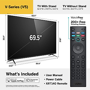 VIZIO 70-inch V-Series - 4K UHD LED HDR Smart TV with Apple AirPlay & Chromecast Built-in, Dolby Vision, HDR10+, HDMI 2.1, Auto Game Mode & Low Latency Gaming (V705-H1, 2020)
