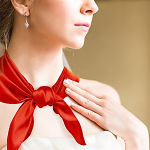 Geyoga 3 Pieces Halloween Satin Square Scarf Women Solid Color Neck Head Scarves Neckerchief for Women Girls(Red)