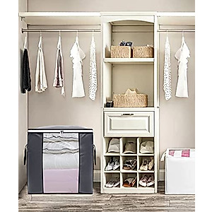 SLEEPING LAMB 120L Extra Large Blanket Storage Bags Breathable Clothes Storage Containers for King Comforter Bedding Pillow Sheet, Reinforced Handles, Grey