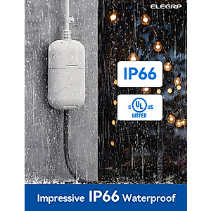 ELEGRP PQR10 Outdoor Smart Plug Waterproof IP66, WiFi Plug Compatible with Alexa & Google Assistant, Smart Outdoor Outlet for String Lights, No Hub Required, 400W Max, UL Certified, 1 Pack, Grey