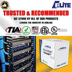 CAT5E Plenum (CMP),1000ft, UTP 24AWG, Solid Pure Copper, 350MHz, UL Certified, Bulk Ethernet Cable in Blue