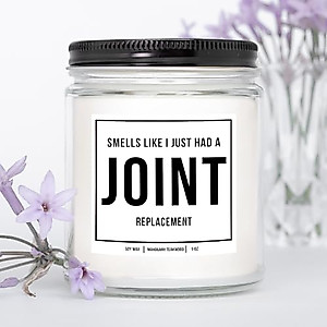 YouNique Designs Joint Replacement Candle - Hip Surgery Gifts, After Knee Surgery Gifts for Women, Knee Replacement Gifts, Hip Replacement Gifts, Knee Surgery Recovery Gifts (Mahogany Teakwood)