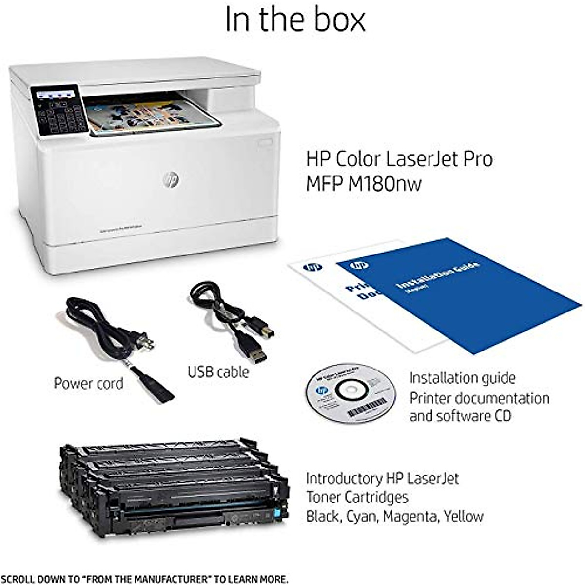 HP Color Laserjet Pro M180nw All-in-One Wireless Color Laser Printer, Mobile Printing & Built-in Ethernet, Works with Alexa (T6B74A)