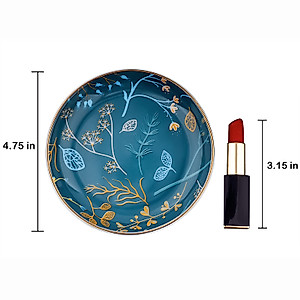 Goporcelain Jewelry Ring Dish Tray Boho Ceramic Decorative Trinket Dish Organizer for Rings Earrings Necklaces Bracelet Watch Keys Plate Small Round Ring Holder Gift for Women Engagement