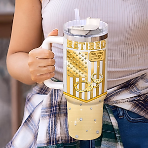 Hyturtle Police Gifts Personalized Thin Blue Line Tumbler US Flag Police Academy Graduation Gifts for Men Cops Officer Retirement 40 Oz Tumbler With Lid And Straw