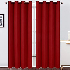 LEMOMO Red Curtains 52 x 84 Inch Long/Blackout Curtains Set of 2 Panels/Room Darkening Thermal Insulated Bedroom Curtains Drape