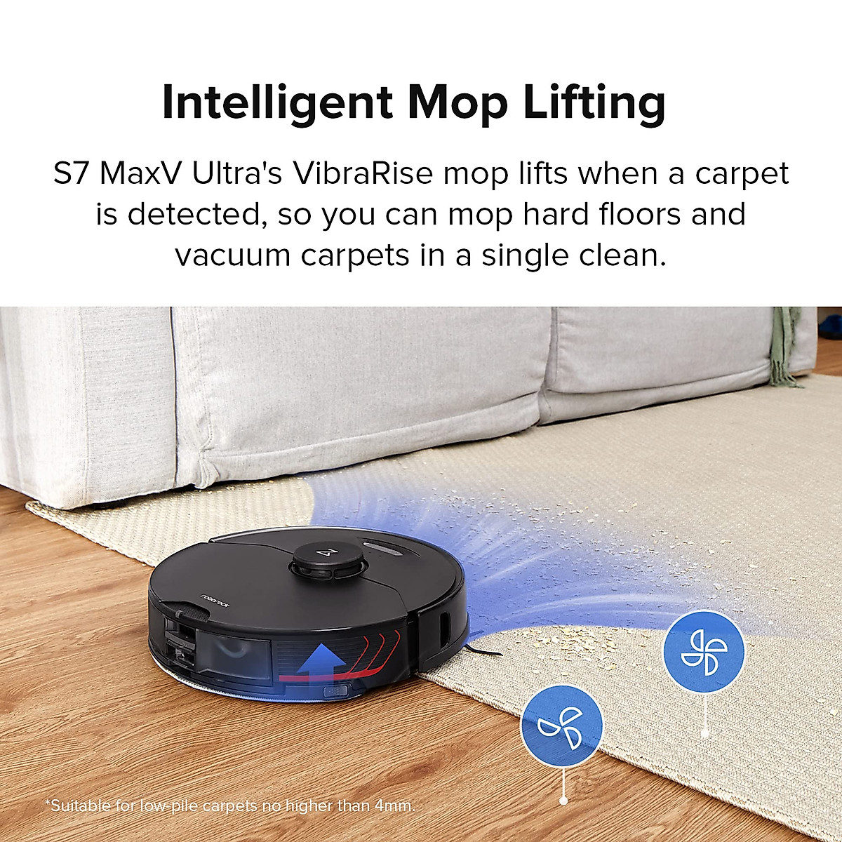 roborock S7 MaxV Ultra Robot Vacuum and Mop, Auto Mop Washing with Empty Wash Fill Dock, Self-Emptying, Self-Refilling, ReactiveAI 2.0 Obstacle Avoidance, 5100Pa Suction, Works with Alexa (Renewed)