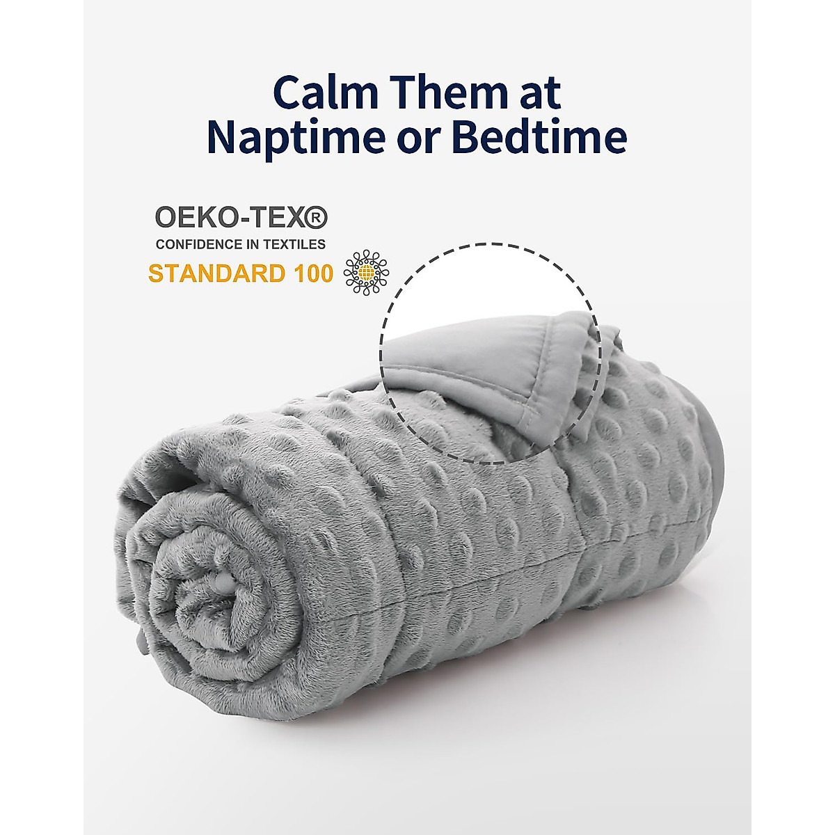 Mr. Sandman Weighted Lap Blanket 2LBS 20 x 30 Inches, Minky Dots Heavy Blanket with Glass Beads, Soft and Cooling for School and Home, Grey