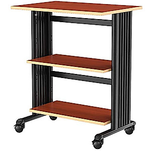 Safco Products Muv Adjustable Printer Stand 1881CY, Cherry Top, Black Frame, Swivel Wheels, Two Adjustable Shelves