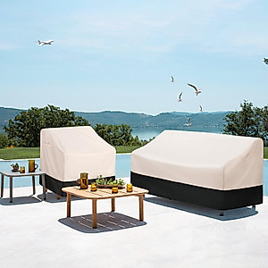 BOLTLINK Patio Furniture Covers Waterproof, Heavy Duty 3-Seater Outdoor Sofa Cover Fits up to 79W x 38D x 35H inches, White & Black