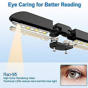 Vekkia 14 LED Rechargeable Book-Light for Reading at Night in Bed, Warm/White Reading Light with Clamp, 180° Adjustable Clip on Light, Lightweight Eye Care Book Light, Perfect for Book Lovers