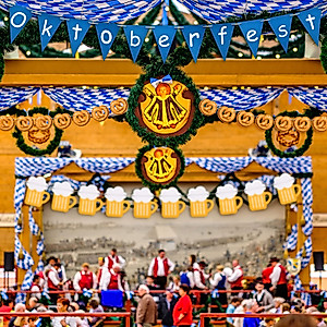 5 Pcs Oktoberfest Flag Banner Beer Oktoberfest Decorations Oktoberfest Garland Bavarian Flag Pennant Banner Bavarian Party Supplies Oktoberfest Sign Banner German Party Bunting for Photo Booth Table