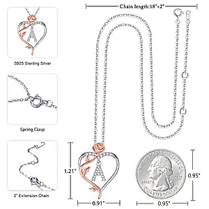 Iefil Necklaces Gifts for Women Her - 925 Sterling Silver Rose Heart Initial K Letter Pendant Necklace Christmas Mothers Day Valentines Jewelry Gifts for Her Mom Wife Girlfriend Anniversary Birthday