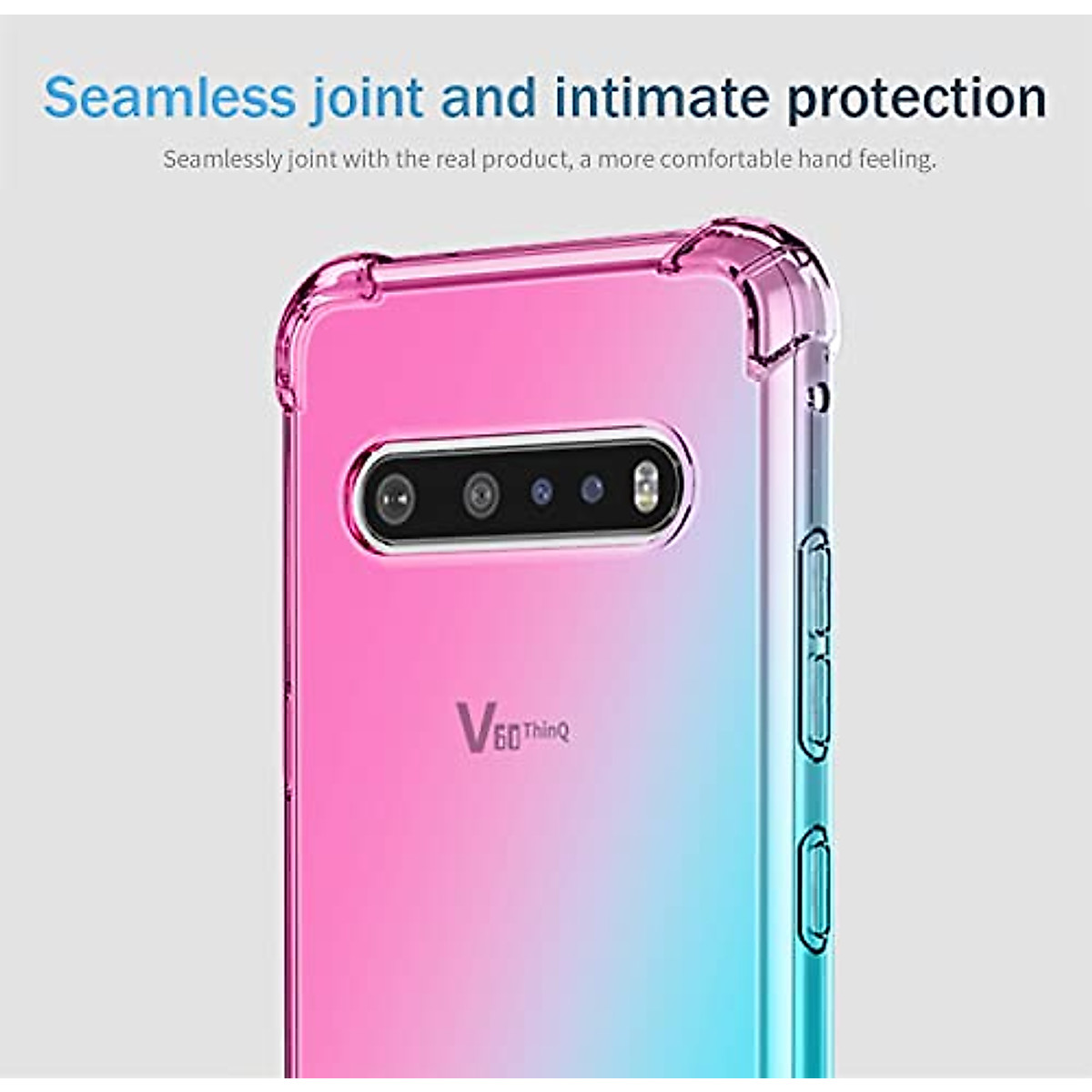 OEURVQO for LG V60 ThinQ 5G Case Clear Cute Gradient Colorful Design Slim Phone Case Soft TPU Cover Shockproof Bumper Anti-Scratch Protective for LG V60 ThinQ (Pink Green)