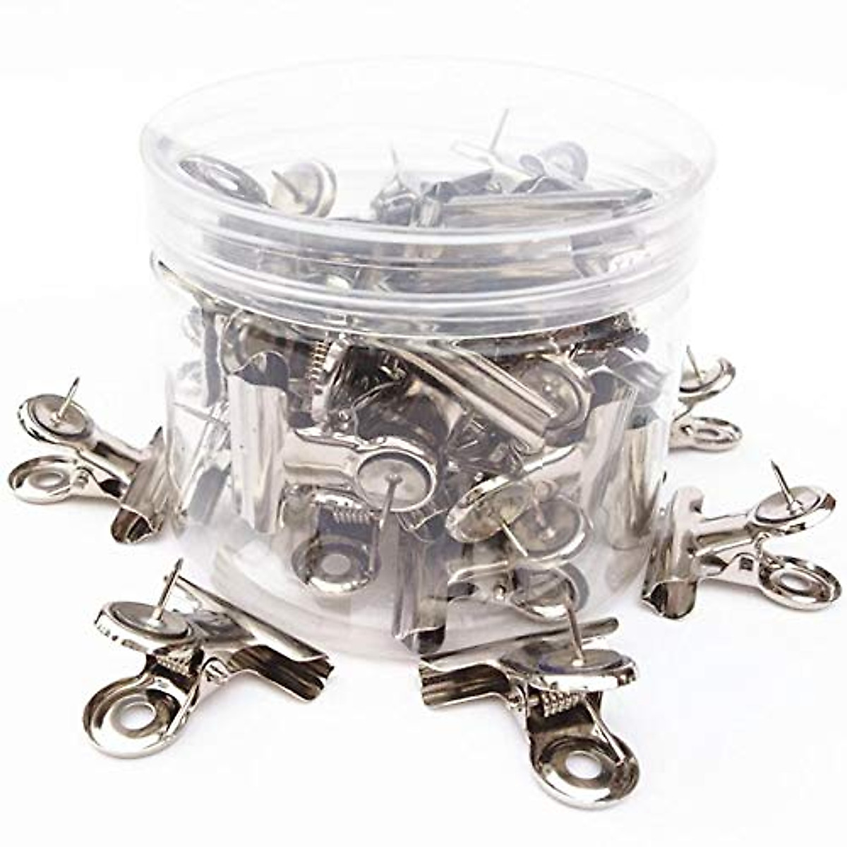 Z ZICOME 1.2" Metal Clips with Pins for Cork Boards, Bulletin Boards, Silver, 30 Pack