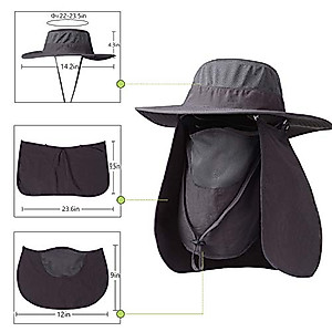 Fishing Hat,Sun Cap with UPF 50+ Sun Protection and Neck Flap,for Man and Women Dark Gray