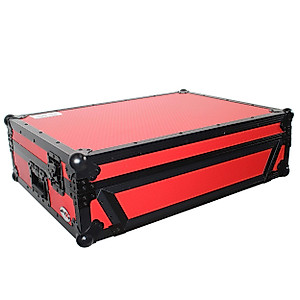 ProX XS-PRIME4 WRB ATA Flight Case For Denon PRIME 4 DJ Controller with 1U Rack Space and Wheels - Red Black