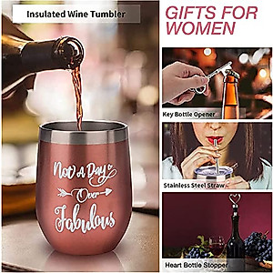 VINMEN Birthday Gifts for Women,Mothers Day Gifts Wine Tumbler Gift Basket for Women Wine Lover Not A Day Over Fabulous Gift Box for Women Her Mom Sister Wife Girlfriend Best Friend