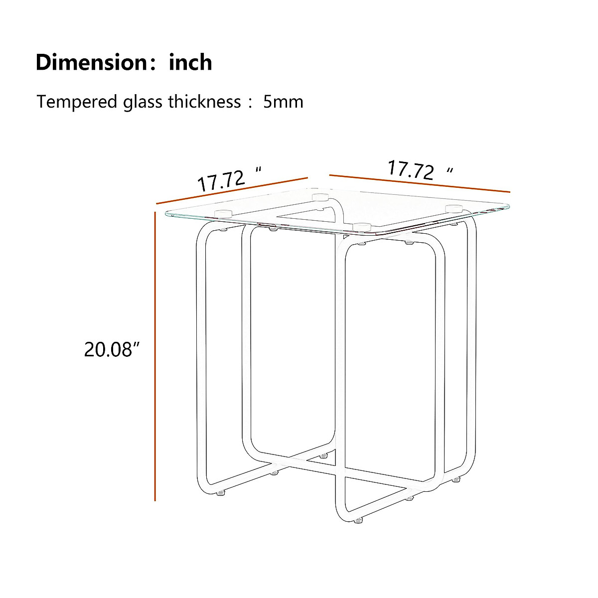 Square Side Table with Tempered Glass Top, Modern End Table with Black Metal Frame, Small Coffee Table Nightstand for Living Room Bedroom. (Black Glass)