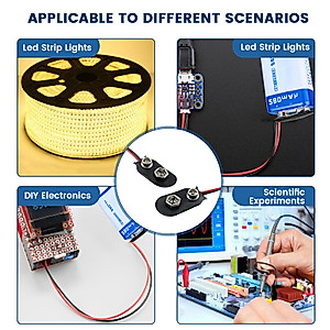 SDTC Tech 3 Pack 9V Battery Snap to 2-Pin PH2.0 Connector Cable I Type Battery Clip Lead Wire (15cm)