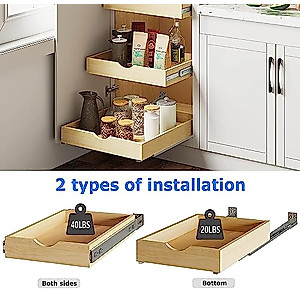 ALINE FURNITURE Pull Out Cabinet Organizer, Pull Out Cabinet Drawer, Slide Out Cabinet Organizer, Cabinet Organizers and Storage, Cabinet Pull Out Drawers for Kitchen (23''W x 21''D)