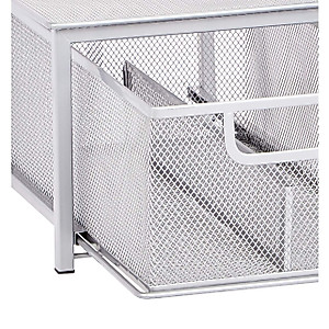 Amazon Basics Mesh Sliding Basket Drawer Storage Shelf Organizer, Silver