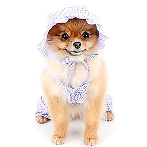 PAIDEFUL Dog Pajamas with Feet Adorable Plaid Pjs for Small Dogs Cute Cats Girls Overalls Shirts Bib Pants with Cap Pet Puppy Chihuahua Clothes for Spring Summer Sleepwear Dachshund Apparel Purple S