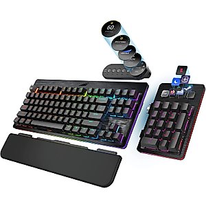 Mountain Everest Max Mechanical Gaming Keyboard - USB Passthrough - Cherry MX Hot-Swappable Switches - RGB Backlit (Midnight Black, Blue - Tactile & Clicky)
