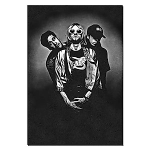 Nirvana Black And White Canvas Poster | Ready to Frame for Office, Living Room, Dorm, Kids Room, Bedroom, Studio, Printed On Real Cotton Canvas. Unwrapped Unframed (18x24)