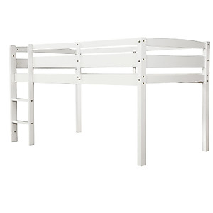 Mirightone Low Kids Loft Bed, Junior Twin Loft Bed with Ladder,Wood Loft Bed Twin for Toddler Children Bedroom,No Box Spring Needed,White