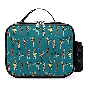Dancing Ballerinas Printed Lunch Box Insulated Leakproof Cooler Tote Bag Reusable for Travel Work Picnic