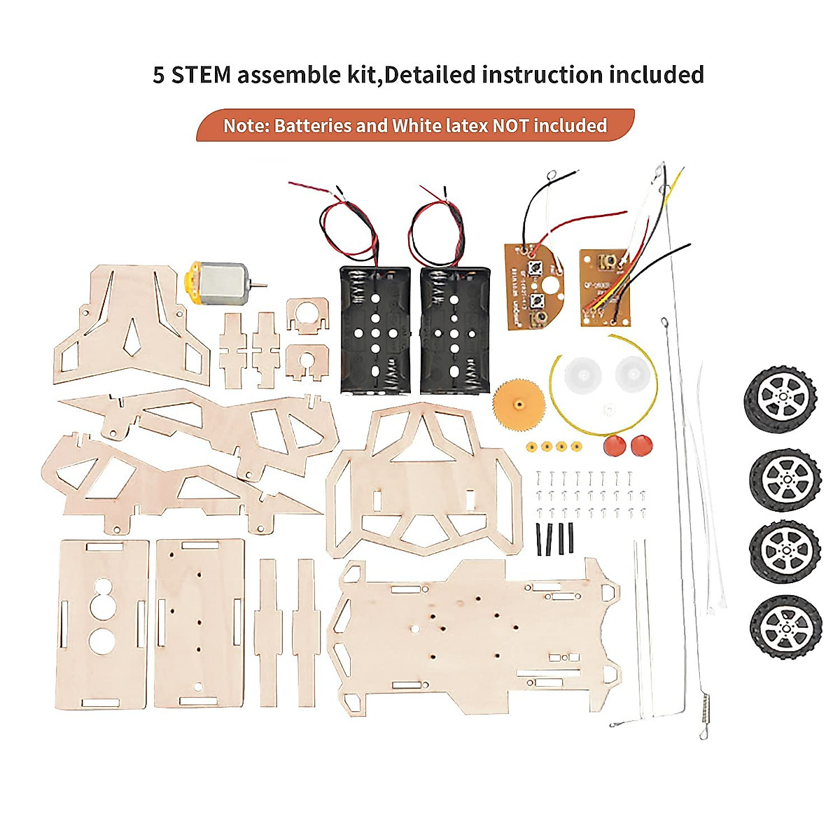 MONT PLEASANT 5 Set STEM Kit 3D Wooden Puzzles Building Assembly Kits Model Cars Science Experiment Projects for Kids DIY STEM Toys Educational Mechanical Construction Engineering Set for Boys Girls