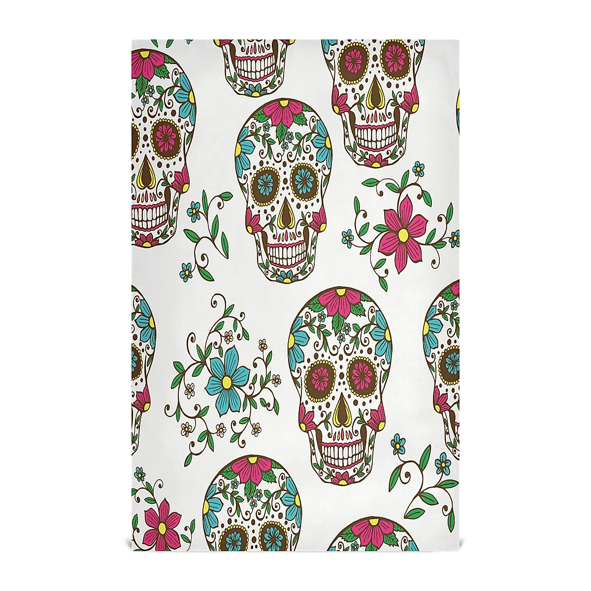 ALAZA Day of The Dead Sugar Skull Flower Halloween Kitchen Towels Dish Bar Tea Towel Dishcloths 1 Pack Super Absorbent Soft 18 x 28 inches