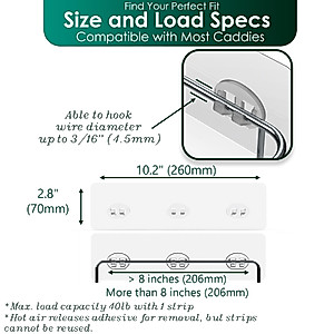 Jovware Shower Adhesive Strips Wall Mount Caddy Replacement Stickers Sticker Shelf Basket Suction Hooks Large Strong Hook for Bathroom Storage Transparent Shelves Sticky 4 Pack