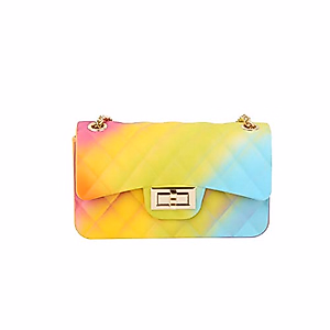 Jelly Purse for Women Rainbow Quilted Crossbody Evening Shoulder bag by Soulfina (Multi I)