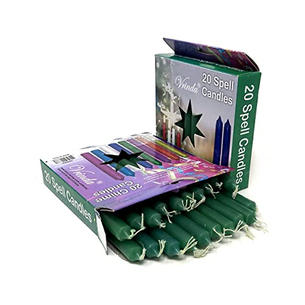 Vrinda® 4" Mini Chime Ritual Spell Unscented Taper Candles - Set of 20 (Green)