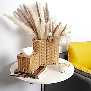 Wicker Waste Basket, Wicker Trash Can with Built-in Handles, Multifunctional Mini Wicker Basket for Home and Office, Compact Design and Durable Construction with Fine Artisanal Craftsmanship