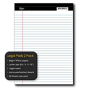 iScholar Notable White Legal Pad, 8.5 x 11 Inches, 50 Sheets per Pad - Pack of 2 (68112)