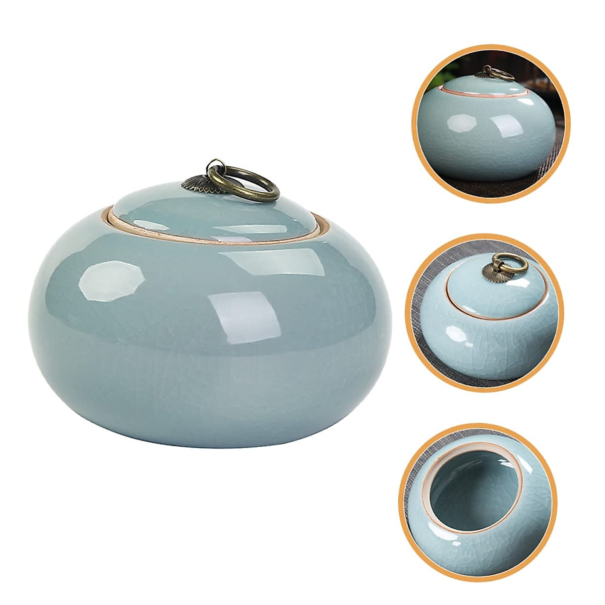 EXQUIMEUBLE Ceramic Tea Vintage Tea Kettle Metal Container Ceramic Canisters with Lids Tea Bag Holder Tea Storage Holder Porcelain Loose Tea Jar Tea Holder with Lid Candy Jar Pu'er China
