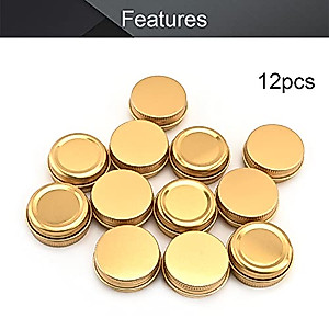 Othmro 12pcs 0.5oz Metal Round Tins Aluminum Tin Cans Containers with Screw Lid, 40 * 18mm(DxH) Gold tin cans for Salve, Spices, Lip Balm, Tea or Candies 15ml