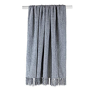 DII Chenille Throw Collection Solid Fringed, 50x60, Denim Blue