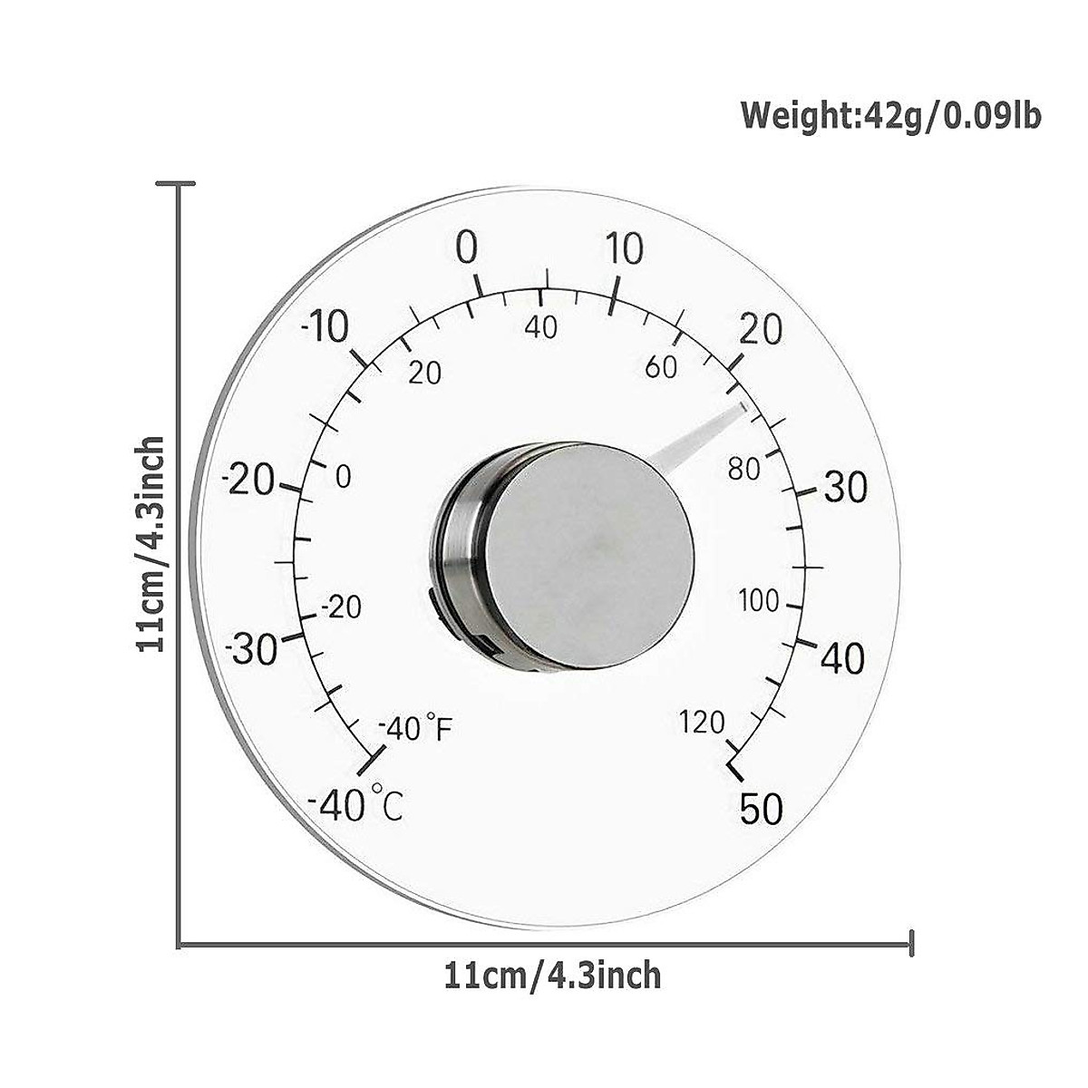 GuDoQi Indoor Outdoor Window Thermometer, No Battery Required, Transparent Dial, Weather Thermometer, Accurate Readings for Home, Office, Patio