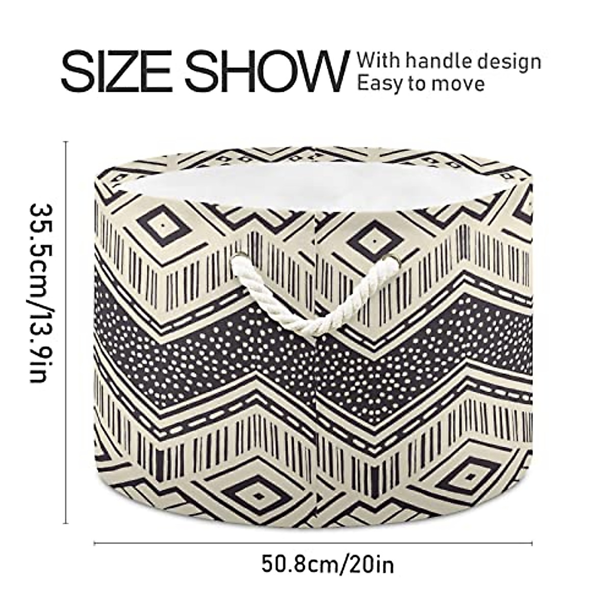 ALAZA Geometric Ethnic Striped Pattern Gypsy Mexican Folk Storage Basket Gift Baskets Large Collapsible Laundry Hamper with Handle, 20x20x14 in